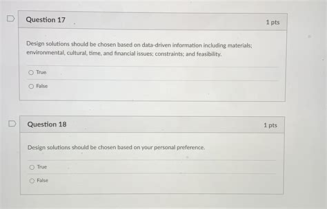 Solved Design Solutions Should Be Chosen Based On Chegg
