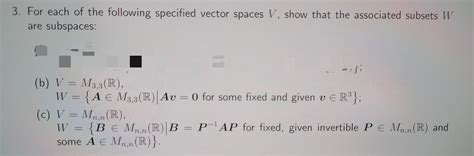 solved for each of the following specified vector spaces v