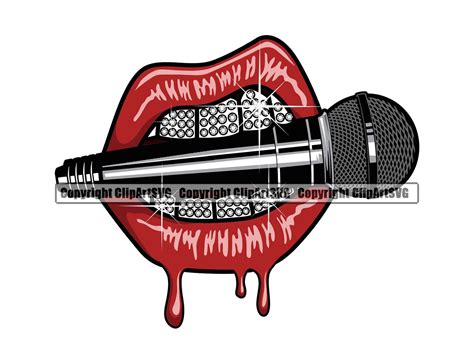 Sexy Lips Diamond Teeth Bite Microphone Mouth Drip Dripping Etsy