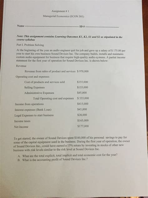 solved assignment 1 managerial economics econ 501 name id