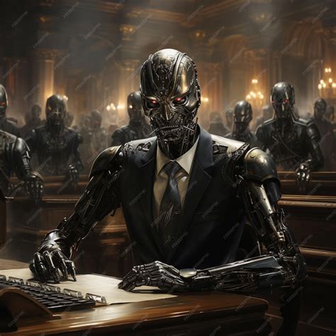 Free Photo Robot Judge In Robotic Courtroom