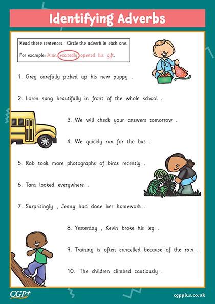Identifying Adverbs Year 3 Cgp Plus Worksheets Library