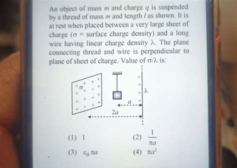 An Object Of Mass M And Charge Q Is Suspended By A Thread Of Mass M And L