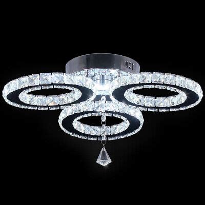 Moderne LED Kristall Kronleuchter Ringe Deckenleuchte Edelstahl Pendelleuchte EBay