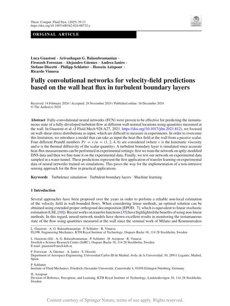Pdf Fully Convolutional Networks For Velocity Field Predictions Based On The Wall Heat Flux In