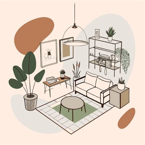 Interior Design Vector Illustration Line Circuit Premium Ai Generated