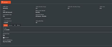 Utility Rate Tariff Inputs