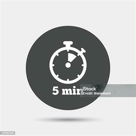Ikon Tanda Timer Simbol Stopwatch 5 Menit Ilustrasi Stok Unduh Gambar