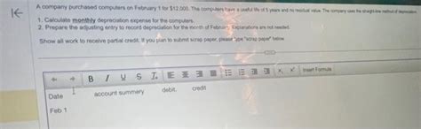 Solved 1 Calculate Monthly Depreciation Expense For The