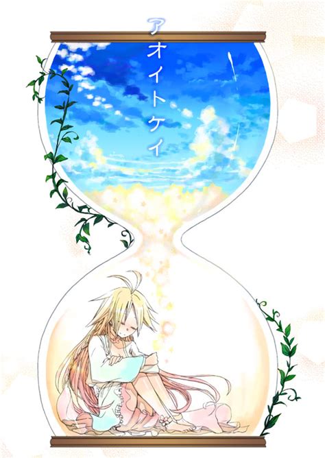 Safebooru 1girl Ahoge Blonde Hair Braid Clouds Dress Hourglass Leaf