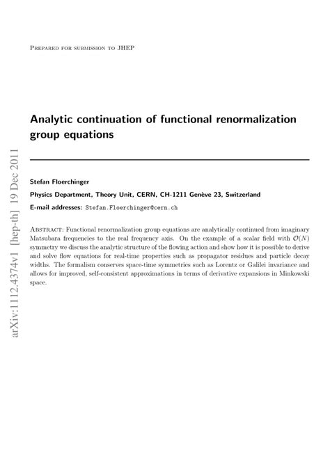 Pdf Analytic Continuation Of Functional Renormalization Group Equations