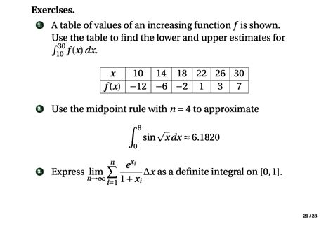 Solved 1 A Table Of Values Of An Increasing Function F Is