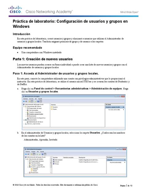 12 3 1 9 Lab Configure Users And Groups In Windows Pdf Ventana
