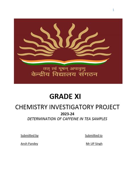 Chemistry Investigatory Project Grade 11 Pdf Caffeine Chemistry