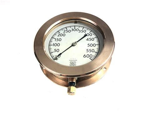 Beautiful Antique Ashcroft Brass 1079 A Duragauge 0 To 600 Psi Pressure