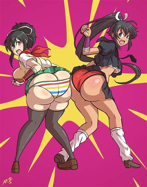 Rule 34 2girls Ass Ass To Ass Asuka Senran Kagura Axel Rosered Black Hair Dark Skinned