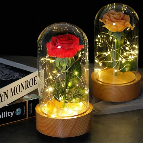 Supply Wooden Base Preserved Rose Glass Dome Wholesale Factory Wujing