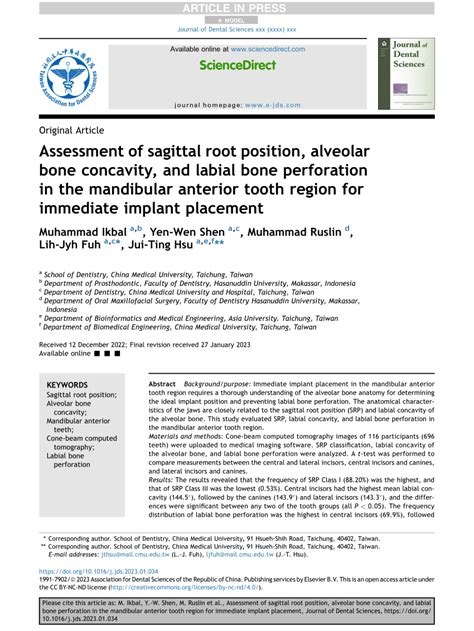 Pdf Assessment Of Sagittal Root Position Alveolar Bone Concavity
