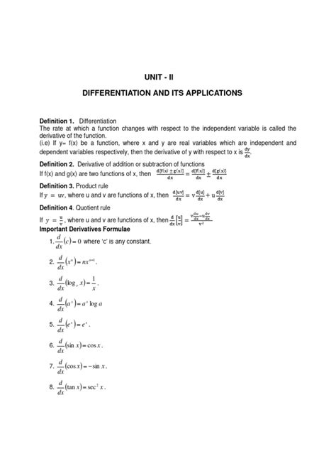 Unit 2 Differential Calculus Pdf Derivative Real Analysis