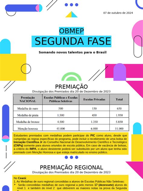Segunda Fase Da Obmep 2025 Detalhes E Premiação Pdf
