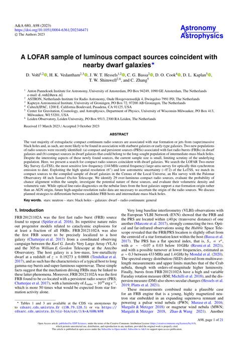 Pdf A Lofar Sample Of Luminous Compact Sources Coincident With Nearby Dwarf Galaxies