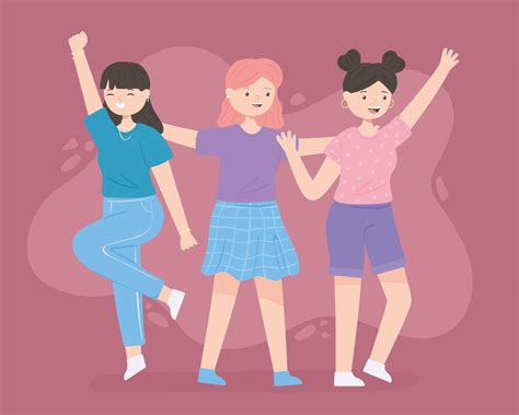 Celebrating Happy Girls 3702709 Vector Art At Vecteezy