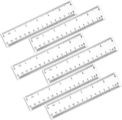 Buy 6 Pack 6 Inch Ruler Plastic Ruler Straight Ruler Plastic Measuring Tool Transparent Ruler