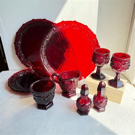 Avon Red Glassware Etsy