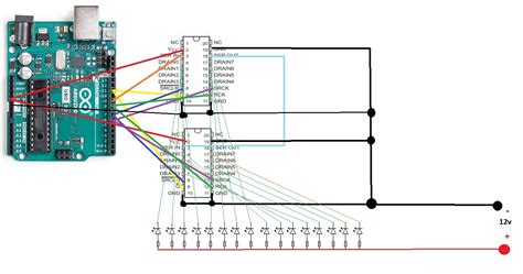 two serialized tpic6b595 shift registers behaving oddly with pwm leds and multiplexing