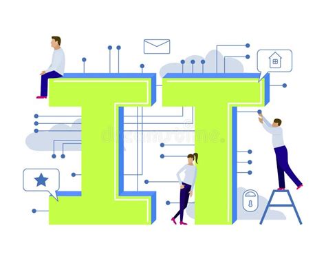 Vector Illustration For Information Technology With Small Men Stock