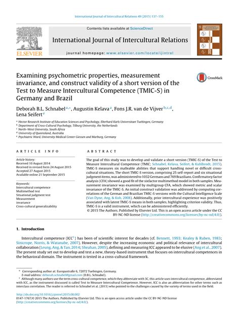 Pdf Examining Psychometric Properties Measurement Invariance And
