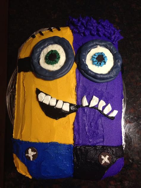 Half Happy Half Evil Minion Cake Evil Minions Minion Cake Half Evil