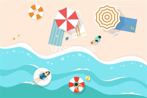일러스트 여름 바다 04 C190620b 유자디자인 일러스트 여행 사람 배경 여름 여름일러스트 계절 시즌