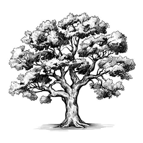 Handgezeichnete Skizze Einer Eichenbaum Illustration Premium Ki Generierter Vektor