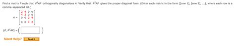 Solved Find A Matrix P Such That Ptap Orthogonally