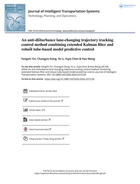 Pdf Journal Of Intelligent Transportation Systems Technology