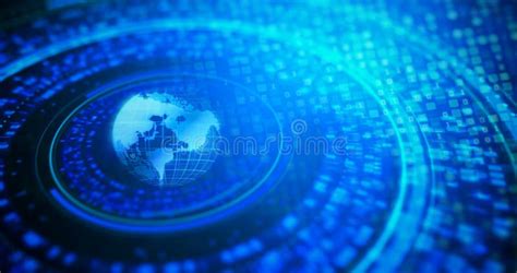 orb globe with 0 1 digital binary number blurry background sphere of