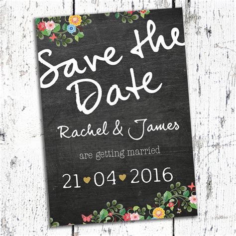 Floral Chalkboard Save The Date By Marf Creative