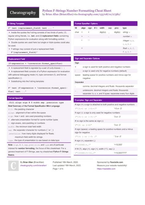 Python F Strings Number Formatting Cheat Sheet Rpython