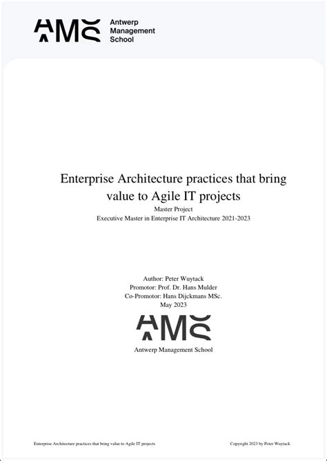 Master Thesis Enterprise Architecture And Agile Xplus