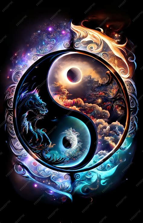 Premium Photo The Dragon And The Yin Yang Symbol