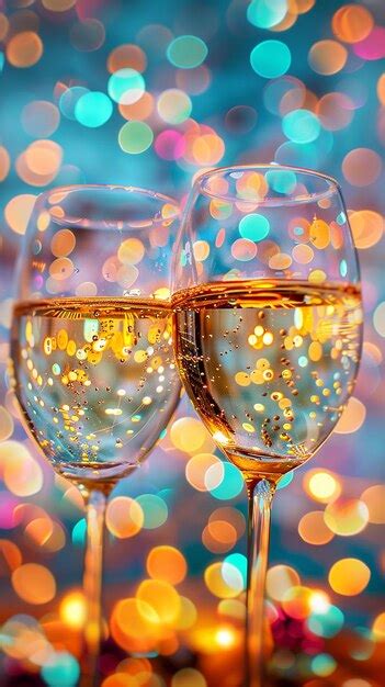 Tall Shot Of Two Wine Glasses Clinking Premium Ai Generated Image
