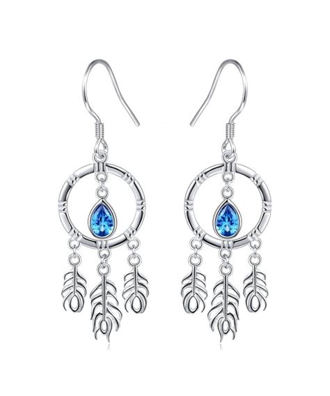 S925 Sterling Silver Peacock Feather Teardrop Cz Necklace And Earring