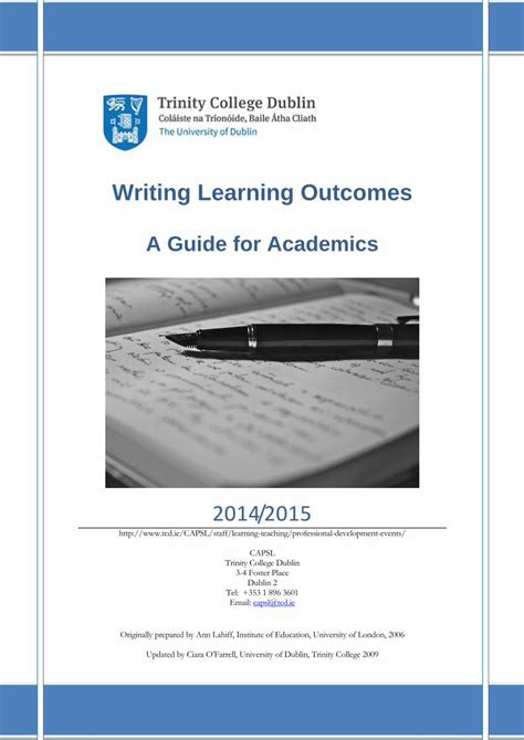 Pdf Writing Learning Outcomes Trinity College Dublin · 5 1 Introduction To Learning