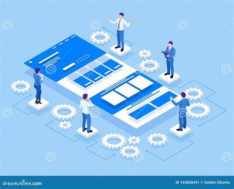 Isometric Ui Or Ux Design Concept Application Development Web