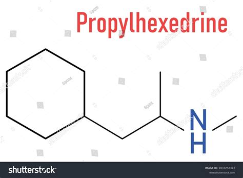 Propylhexedrine Molecule Used Nasal Decongestant Stimulant Stock Vector