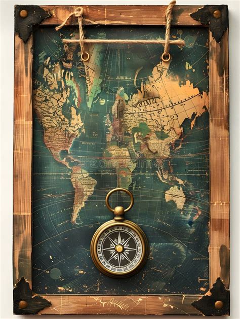 3d Flat Icon As Blackboard With Compass And Map Concept As A Blackboard