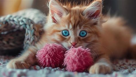 Premium Photo Two Very Cute White Kittens Is Playing Ball