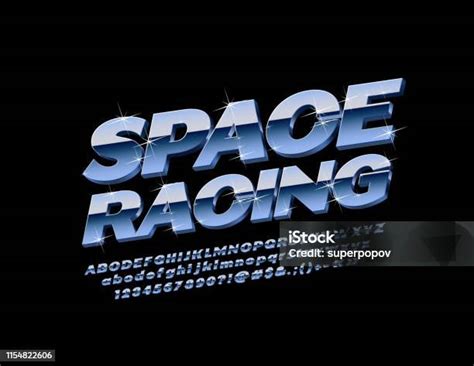 반사 글꼴 벡터 크롬 텍스트 공간 경주 반짝이는 메탈 릭 알파벳 컴퓨터 글자에 대한 스톡 벡터 아트 및 기타 이미지 컴퓨터