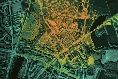 Map Of Elevation Of A City Urban Area With Roads And Junctions For Gis